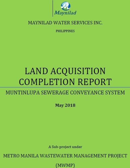 Land Acquisition Completion Report Muntinlupa Sewerage Conveyance ...